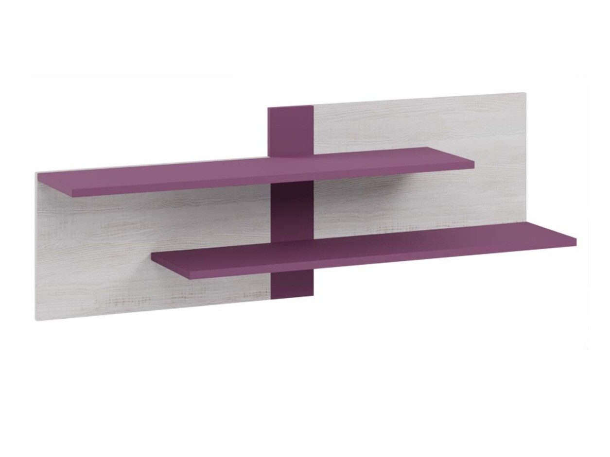 Стенна етажерка Omaha D137 (Избелен бор + Пурпурен) - Етажерки | Mebeli.bg