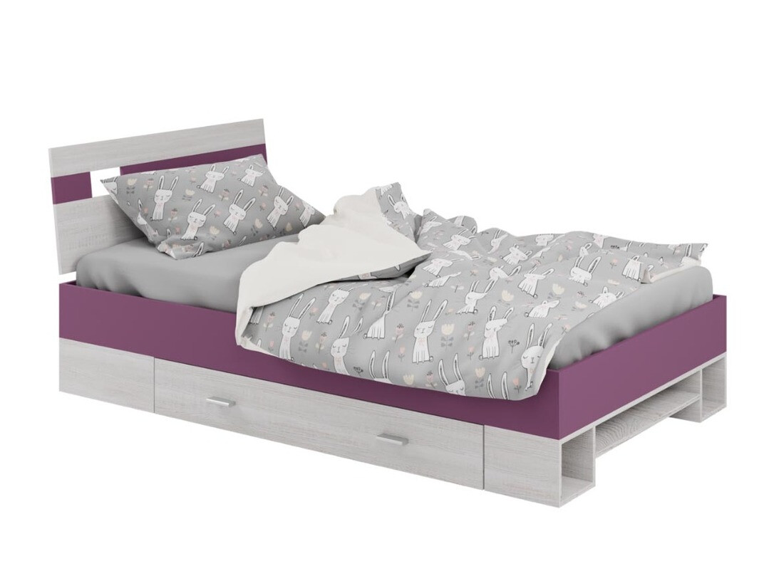 Легло Omaha D139 (Избелен бор + Пурпурен) - Детски мебели | Mebeli.bg