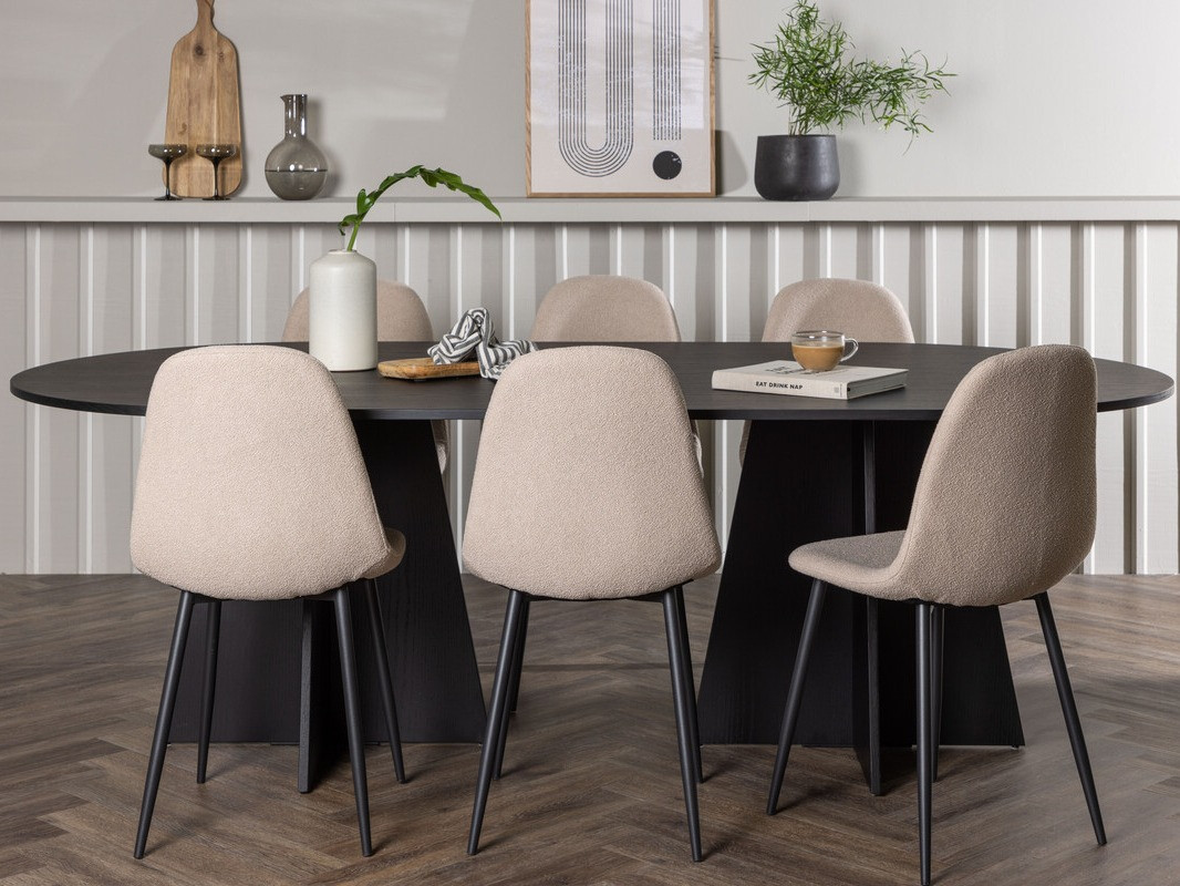 Маса и столове за трапезария Dallas 4033 (Beige + Черен) - Мебели за ...