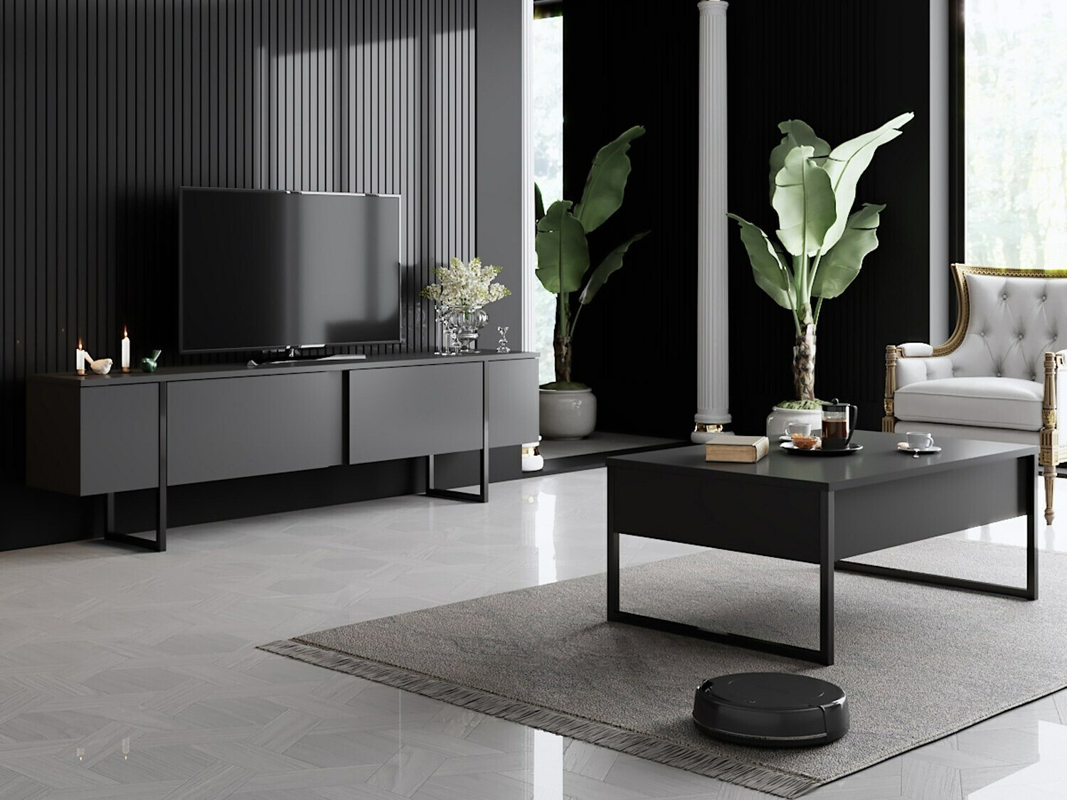 Комплект за хол Kailua Z102 (Антрацит) - Мебели за хол | Mebeli.bg