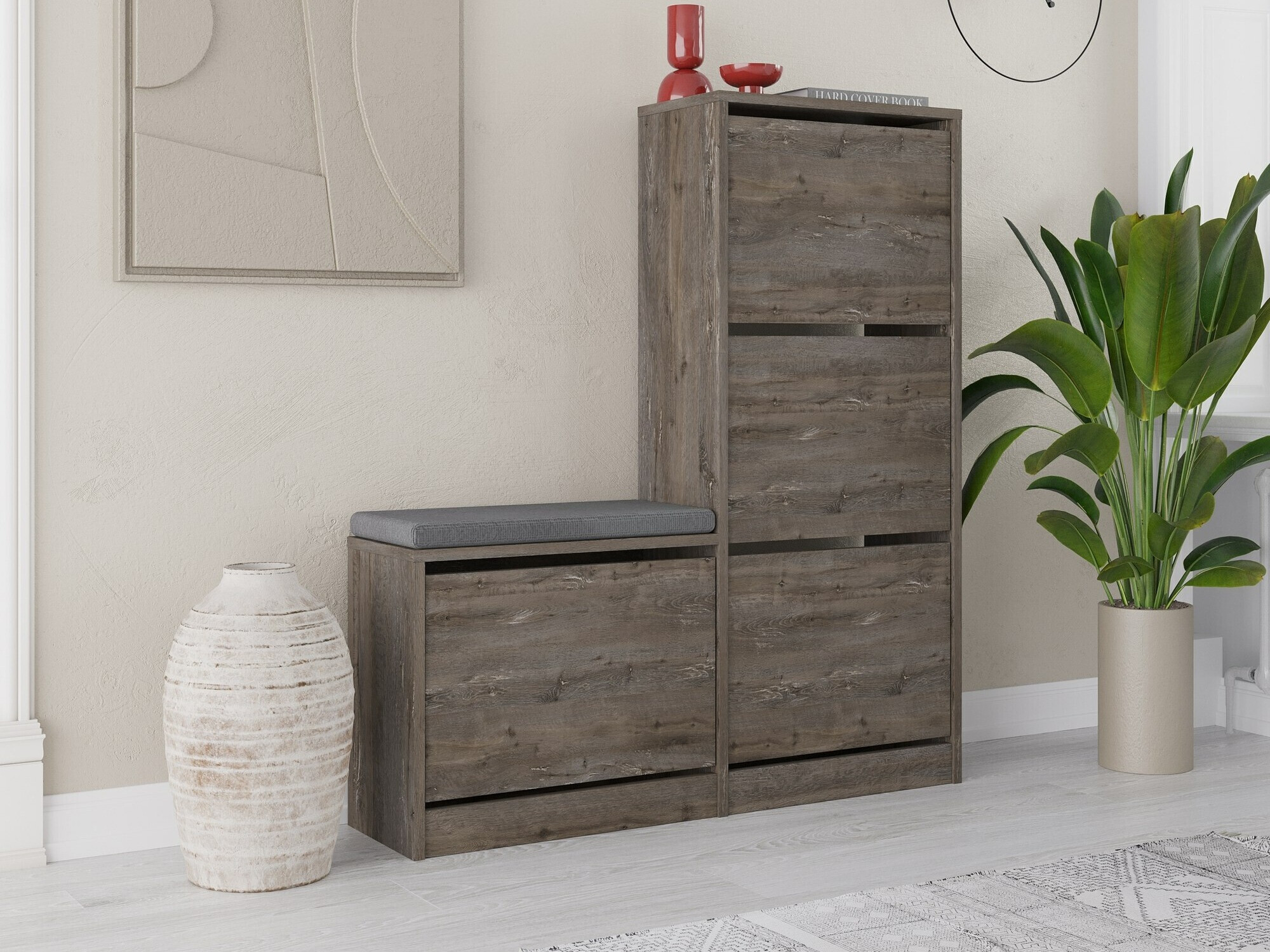 Шкаф за обувки Kailua 1879 (Тъмнокафяв) - Мебели за антре | Mebeli.bg