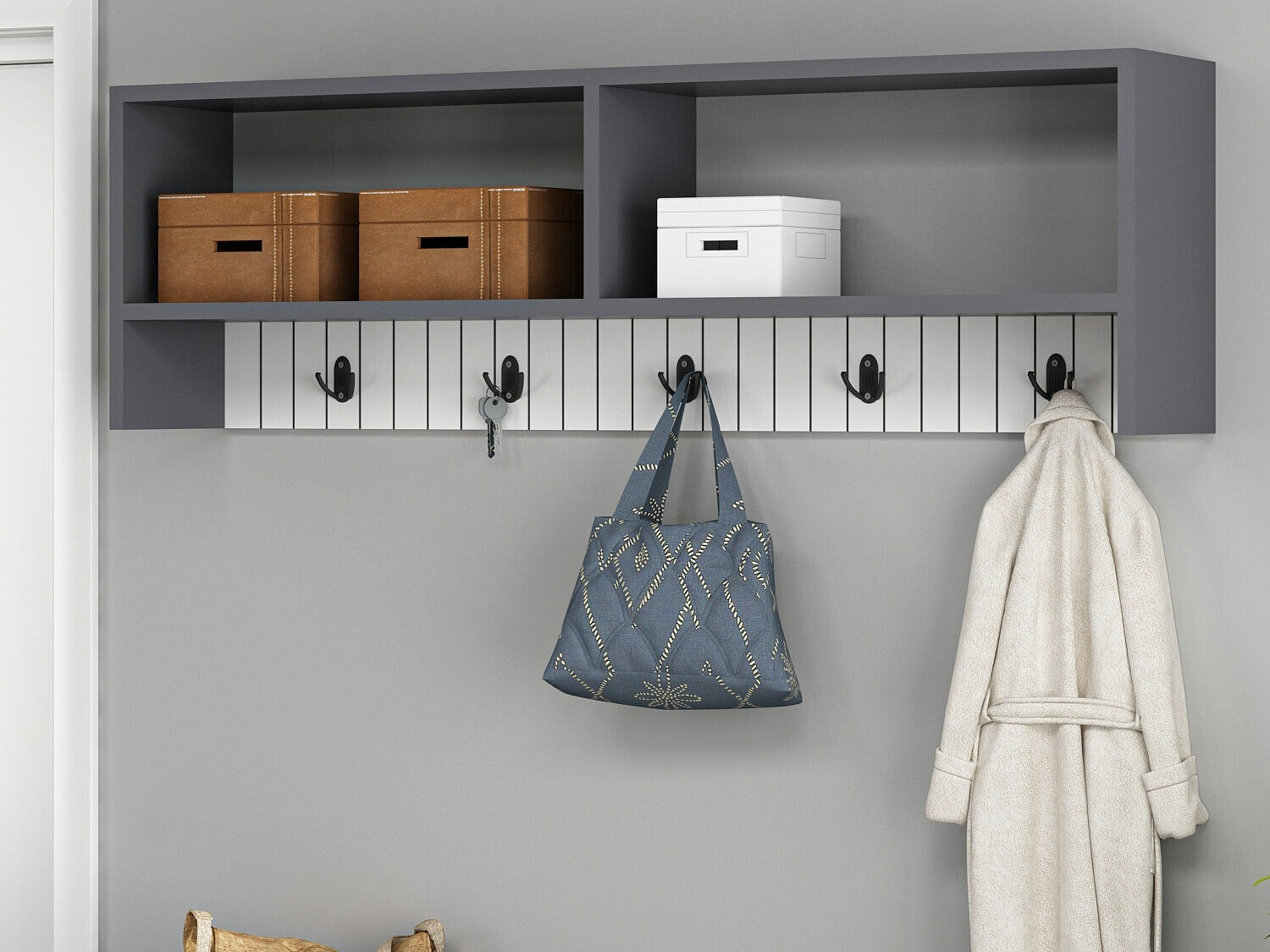 Закачалка Kailua 1899 (Антрацит) - Мебели за антре | Mebeli.bg