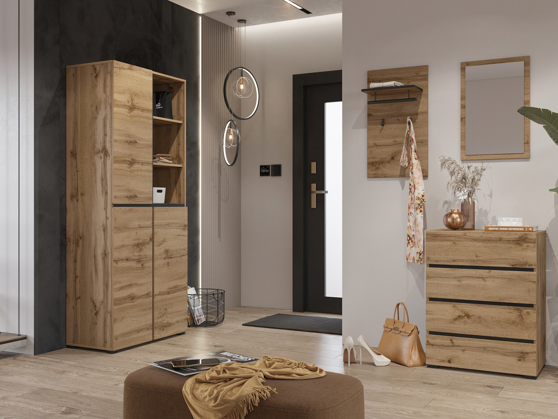 Закачалка Alfere 114 (Дъб уотан) - Мебели за антре | Mebeli.bg