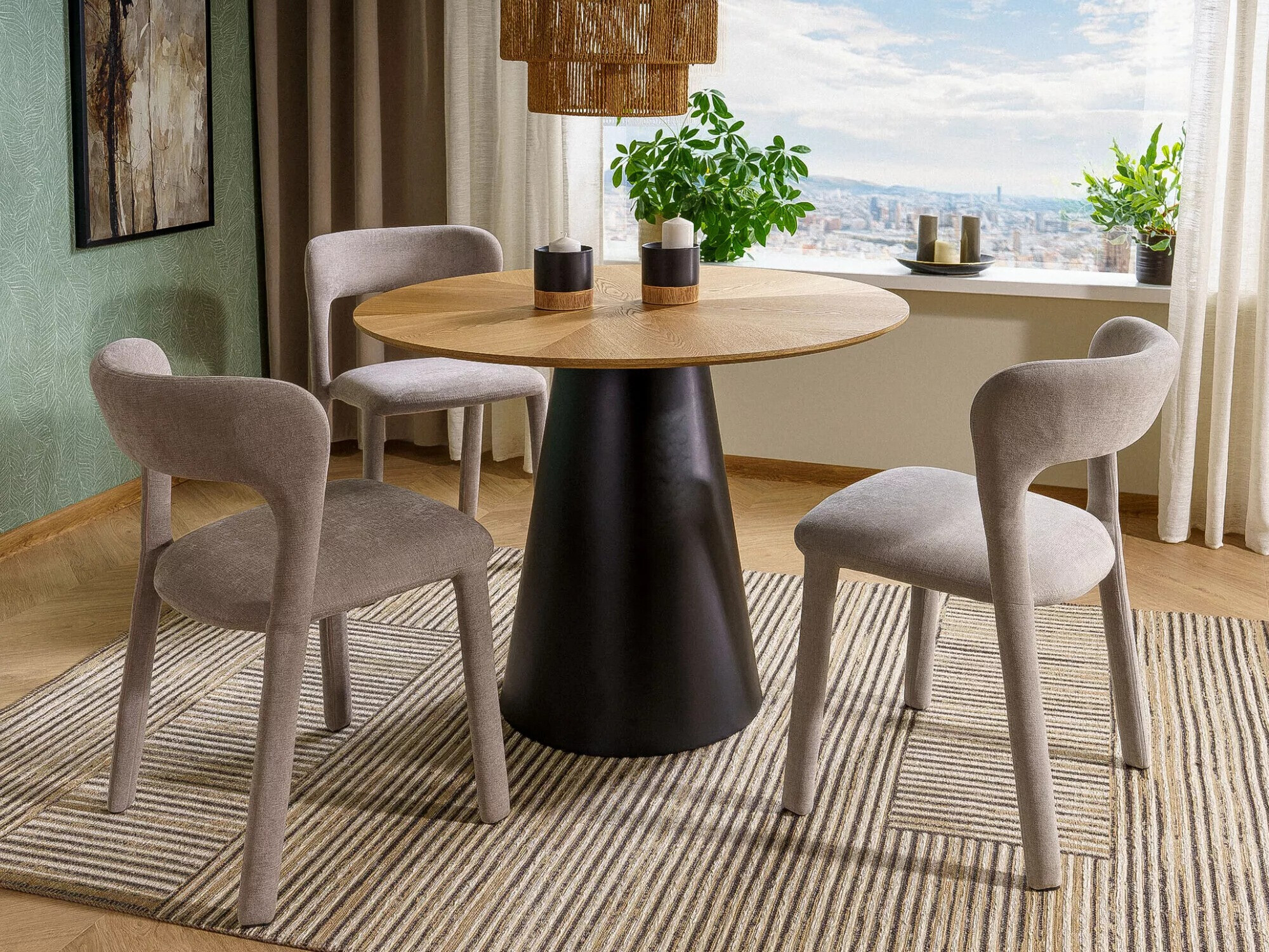 Маса Detroit 733 (Дъб + Черен) - Мебели за хол | Mebeli.bg